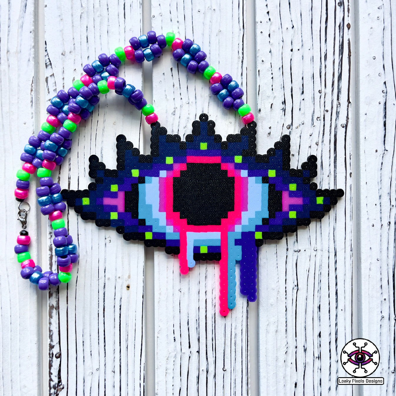 Evil Eye Dripping Perler Necklace – Leaky Pixels