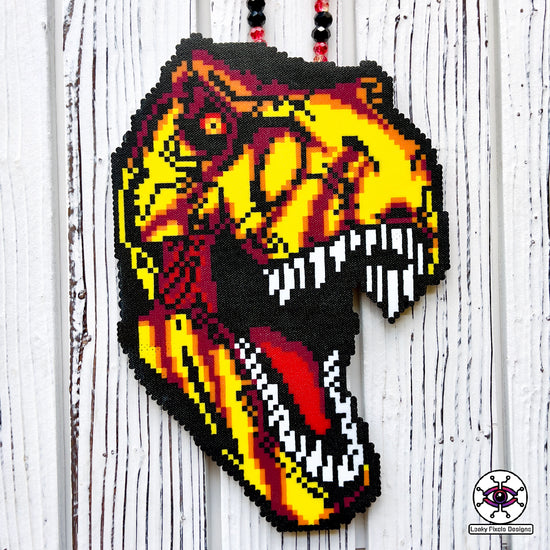 Jurassic Park T-Rex Perler Necklace – Leaky Pixels