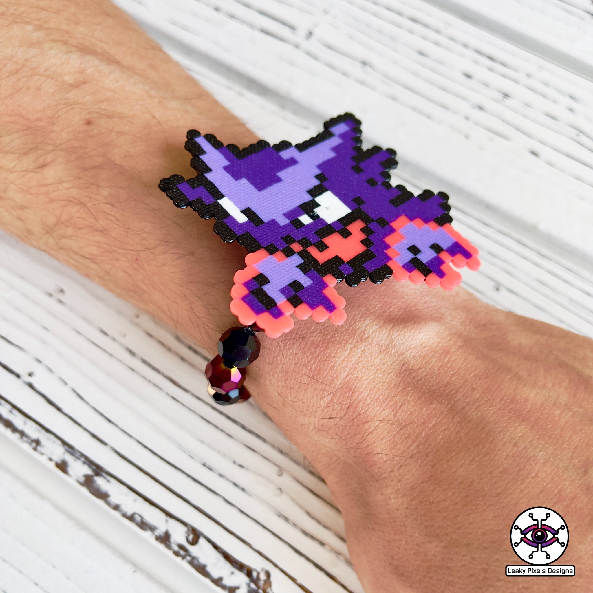 Ghastly Haunter Gengar Perler Bracelets – Leaky Pixels
